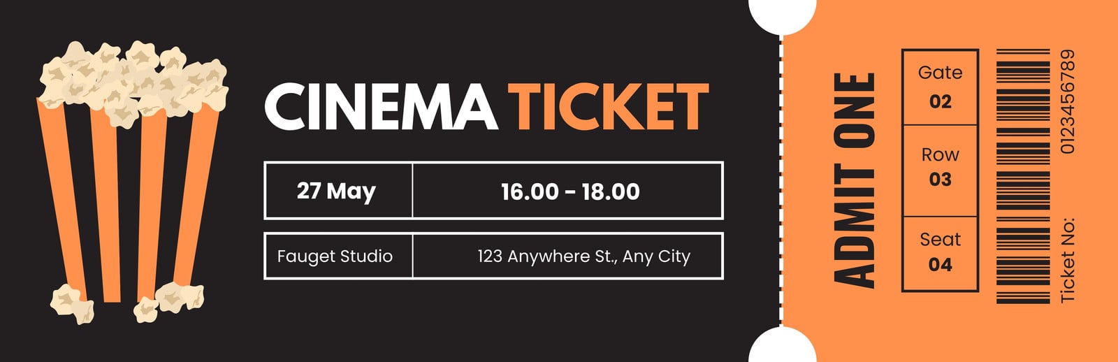 Free, printable and customizable movie ticket templates | Canva ...
