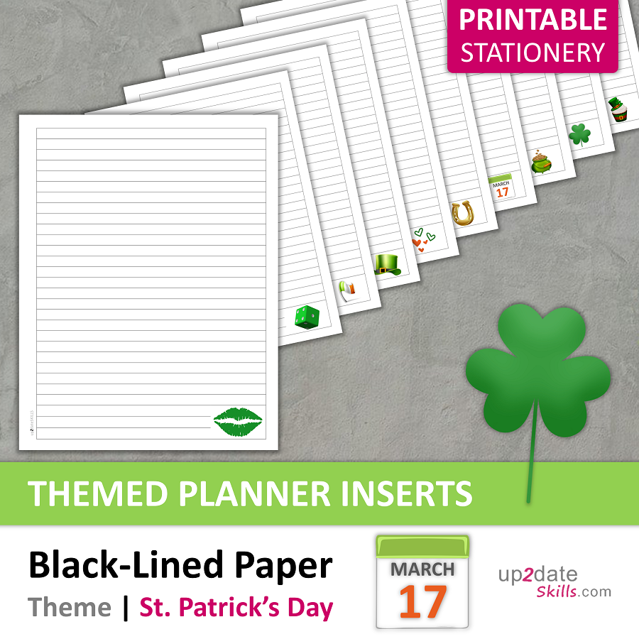 Printable Lined Paper for St. Patricks Day | Letter – wide ruled ...