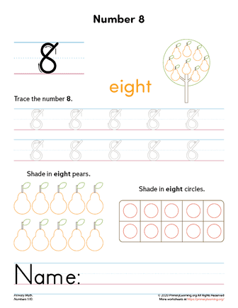 Number 8 Worksheet | PrimaryLearning.Org - Worksheets Library