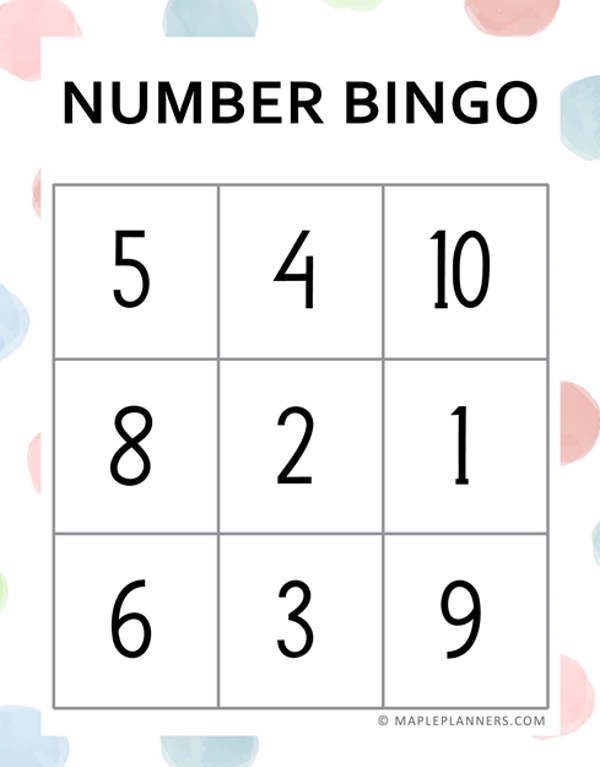 Printable Number Bingo 1-10 for Kids - Worksheets Library