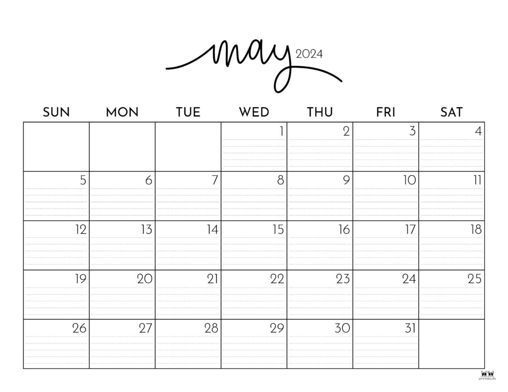 May 2024 Calendars - 50 FREE Printables | Printabulls - Worksheets Library