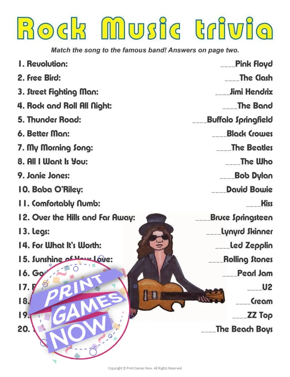 70 Free Printable Trivia Quizzes with Answers - Worksheets Library