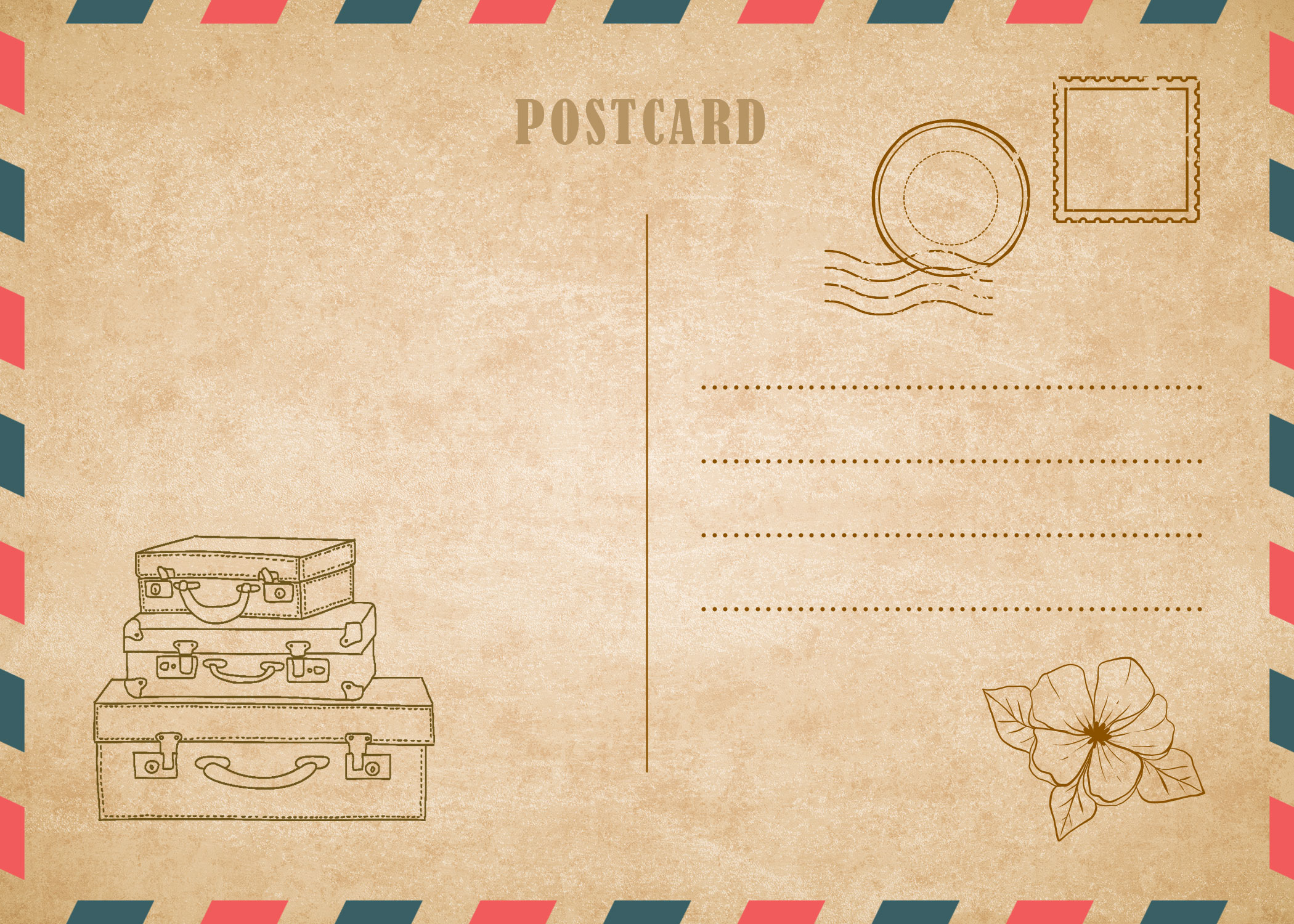 Free printable postcard back, Download Free printable postcard back png images, Free Worksheets ...