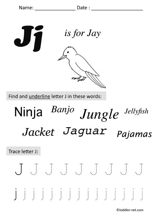 Free Printable Letter J Preschool Worksheet - Worksheets Library