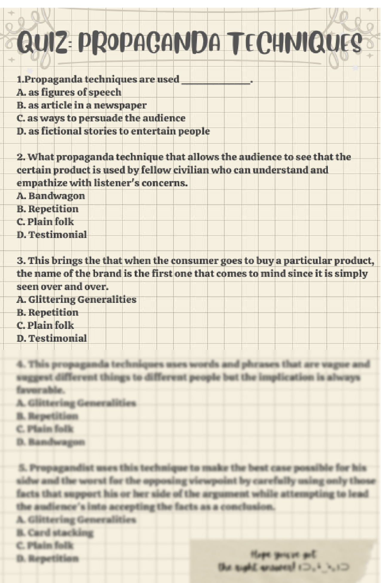 Propaganda Techniques Worksheet