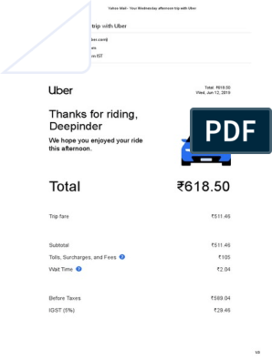 Uber Bill | PDF | Invoice | Payments - Worksheets Library