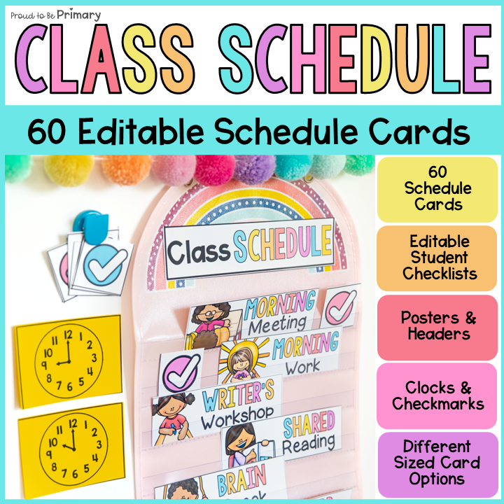 Classroom Daily Schedule - EDITABLE Visual Schedule Cards & Student ...