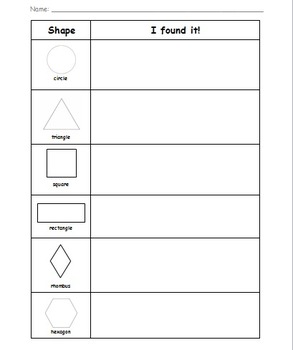 Shape Scavenger Hunt - Worksheets Library