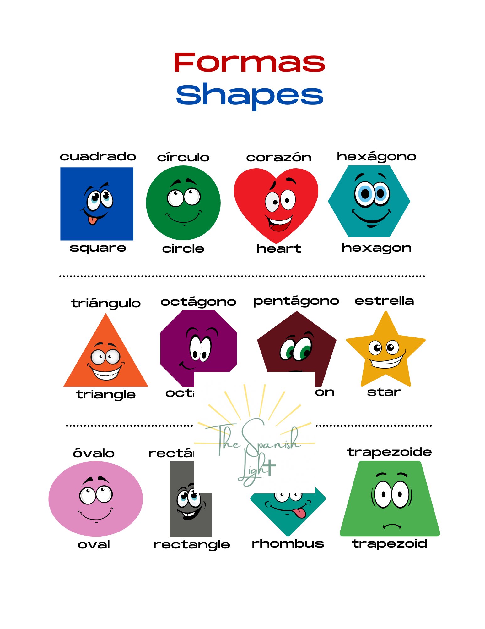 Shapes in Spanish Bundle - Worksheets Library