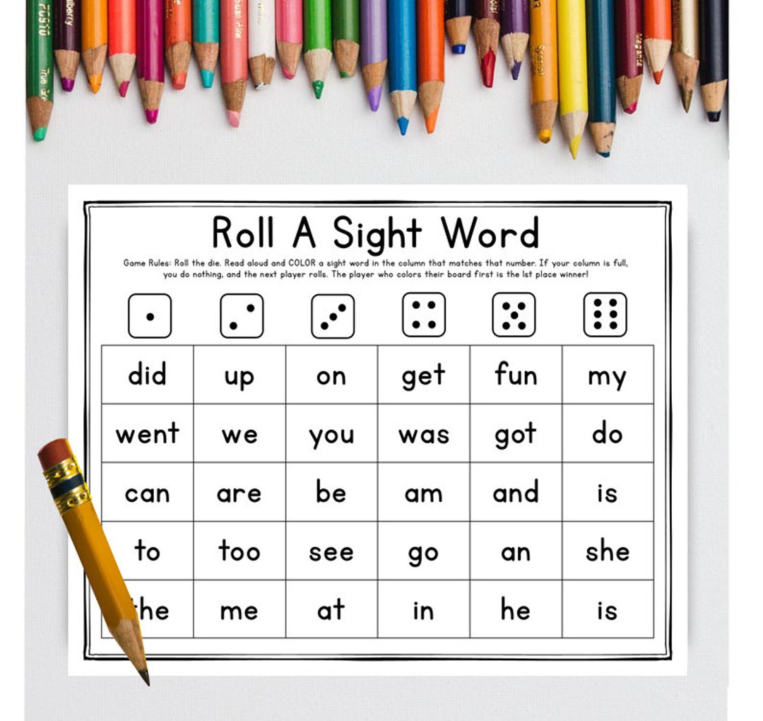 Sight Word Dice Game Printable Sight Word Practice Learn to Read Sight ...