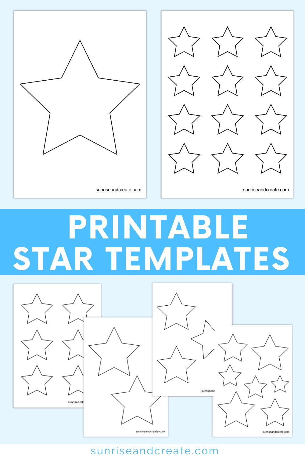 Free Printable Star Templates (Includes 7 Different Sizes) - Worksheets ...