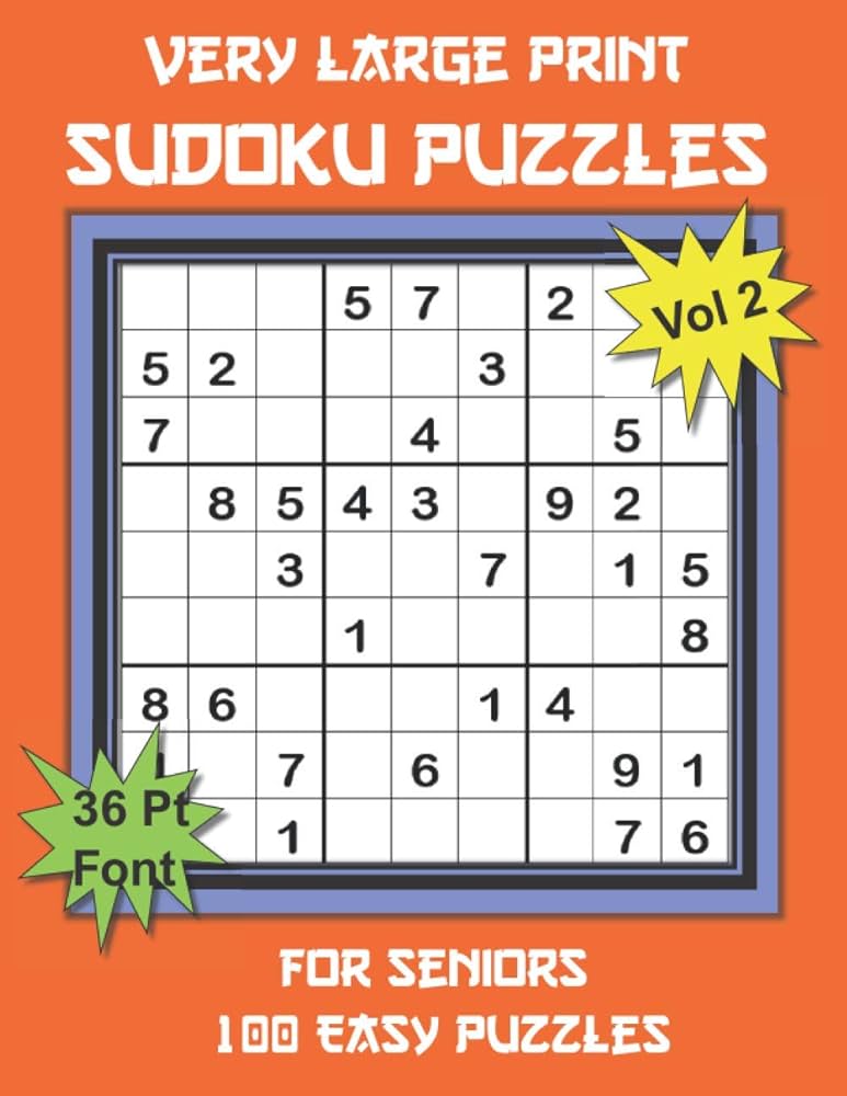 Very Large Print Sudoku Puzzles for Seniors: 100 Easy Sudoku for ... - Worksheets Library