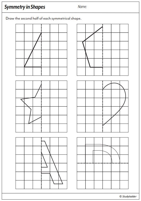 Drawing symmetrical shapes - Studyladder Interactive Learning Games - Worksheets Library