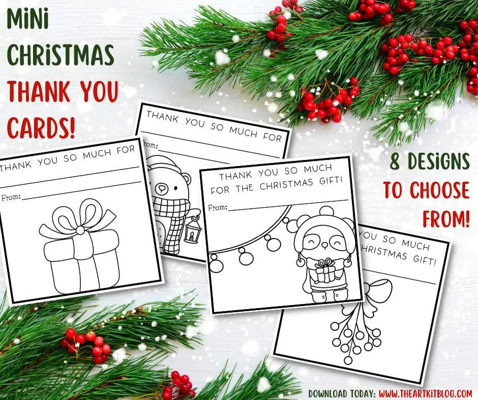 Mini Christmas Holiday Thank You Cards to Color {FREE PRINTABLE ...