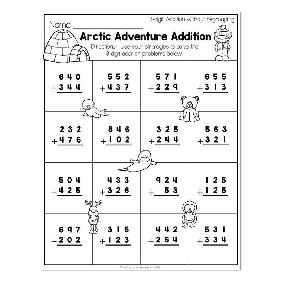 2nd Grade Math Worksheets - 3-Digit Addition Without Regrouping ...