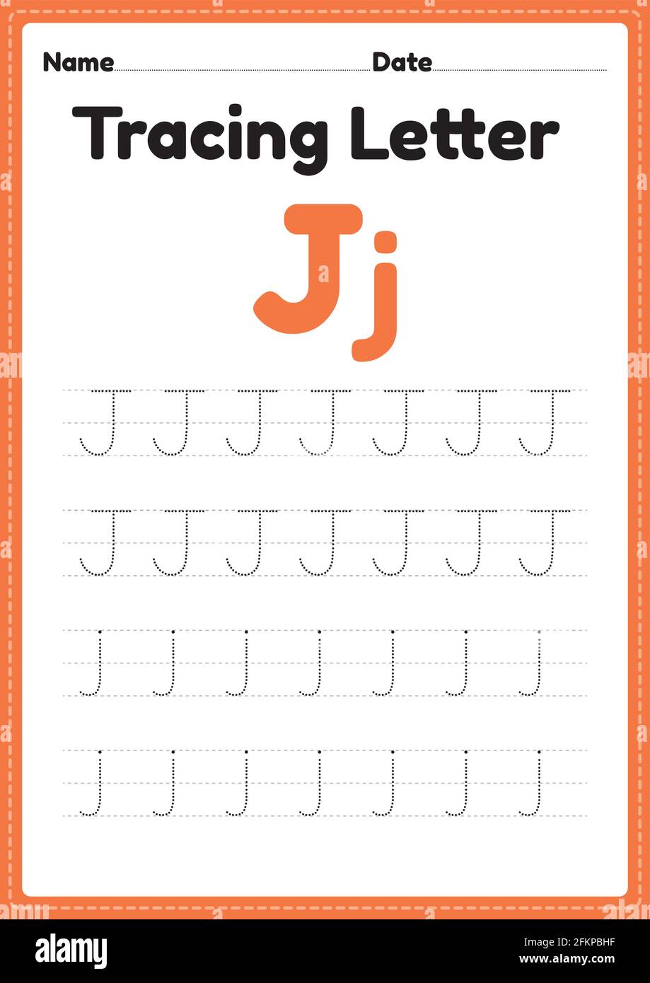 Tracing letter j alphabet worksheet for kindergarten and preschool ... - Worksheets Library