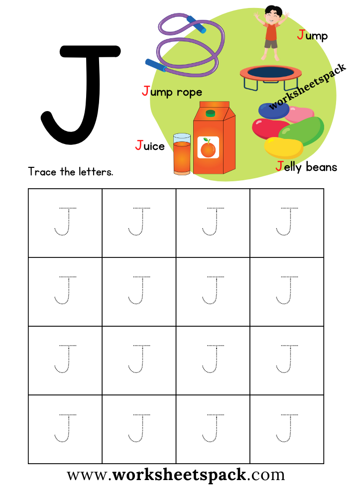 Free Letter J Printable Worksheets PDF - worksheetspack - Worksheets Library
