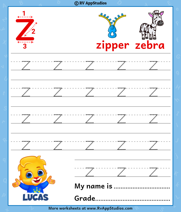 Uppercase Letter Z Tracing Worksheet Doozy Moo MILLENNIUM LEARN WRITE