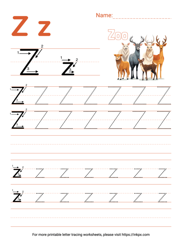Free Printable Colorful Letter Z Tracing Worksheet with Blank ... - Worksheets Library