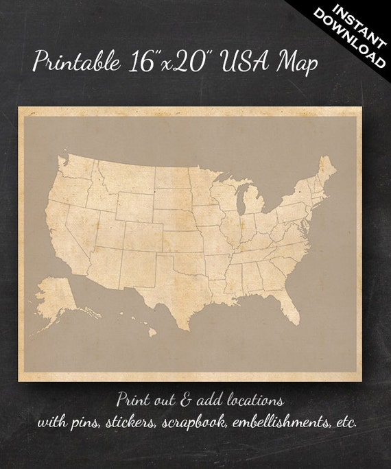 United States Travel Maps Printable USA Travel Map Instant ...