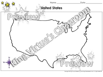 United States Map - No Hawaii or Alaska - Blank - Full Page - King ...