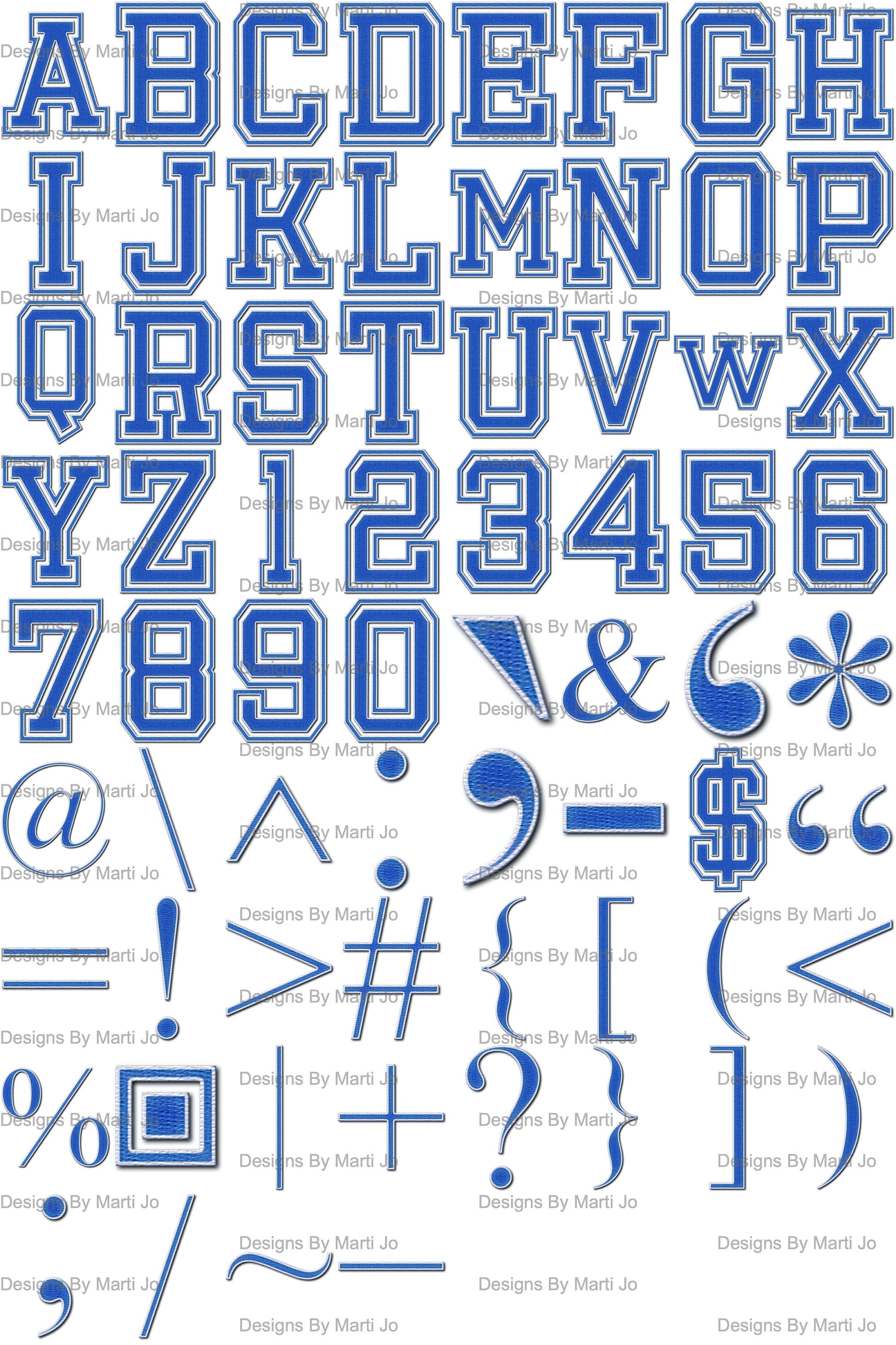 Blue Varsity Letters Digital Clipart Printable Varsity Alphabet ...