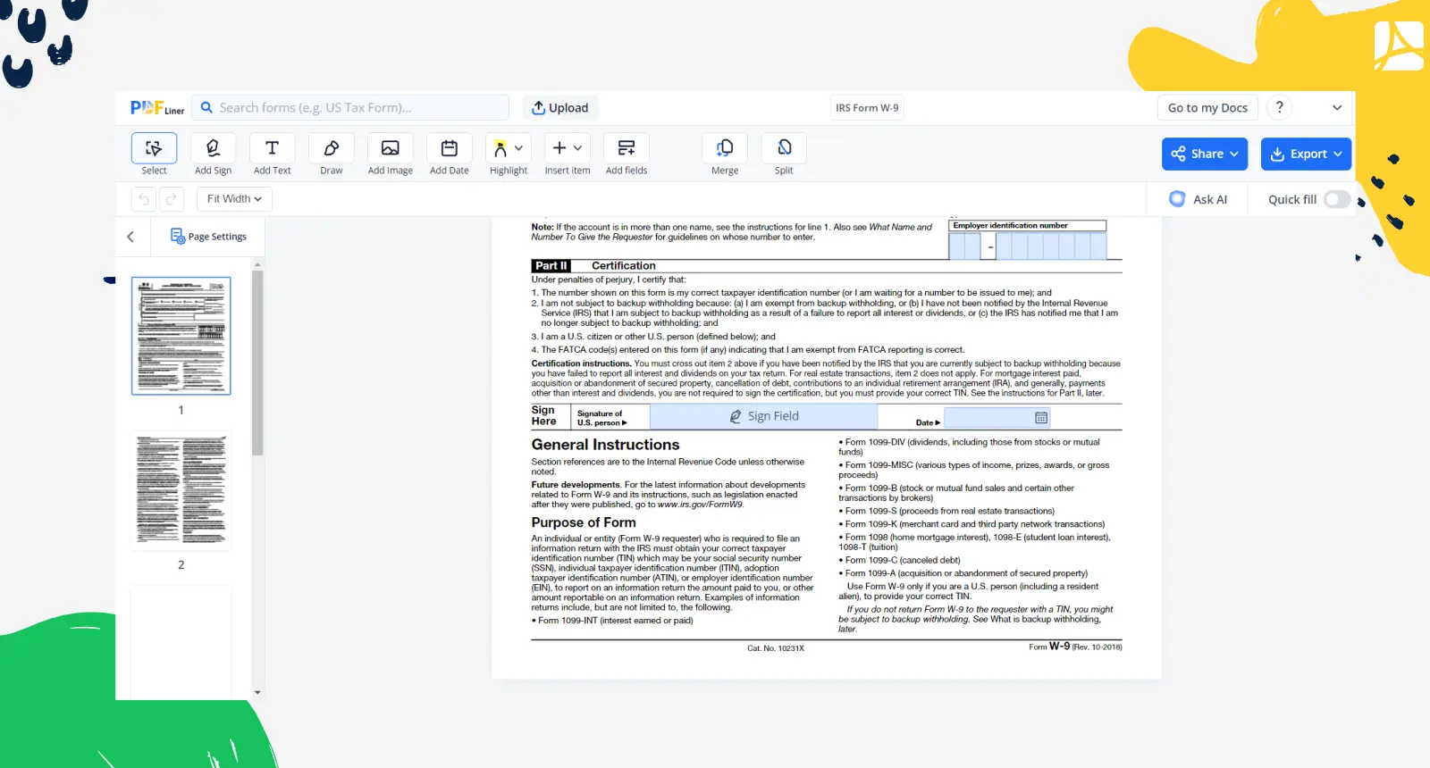 W-9 2018: Printable PDF IRS Form - Worksheets Library