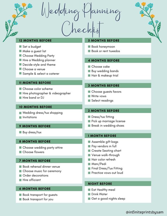 Checklist Wedding Planning - Worksheets Library