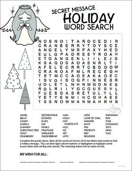 Christmas Word Search with Secret Message - Worksheets Library