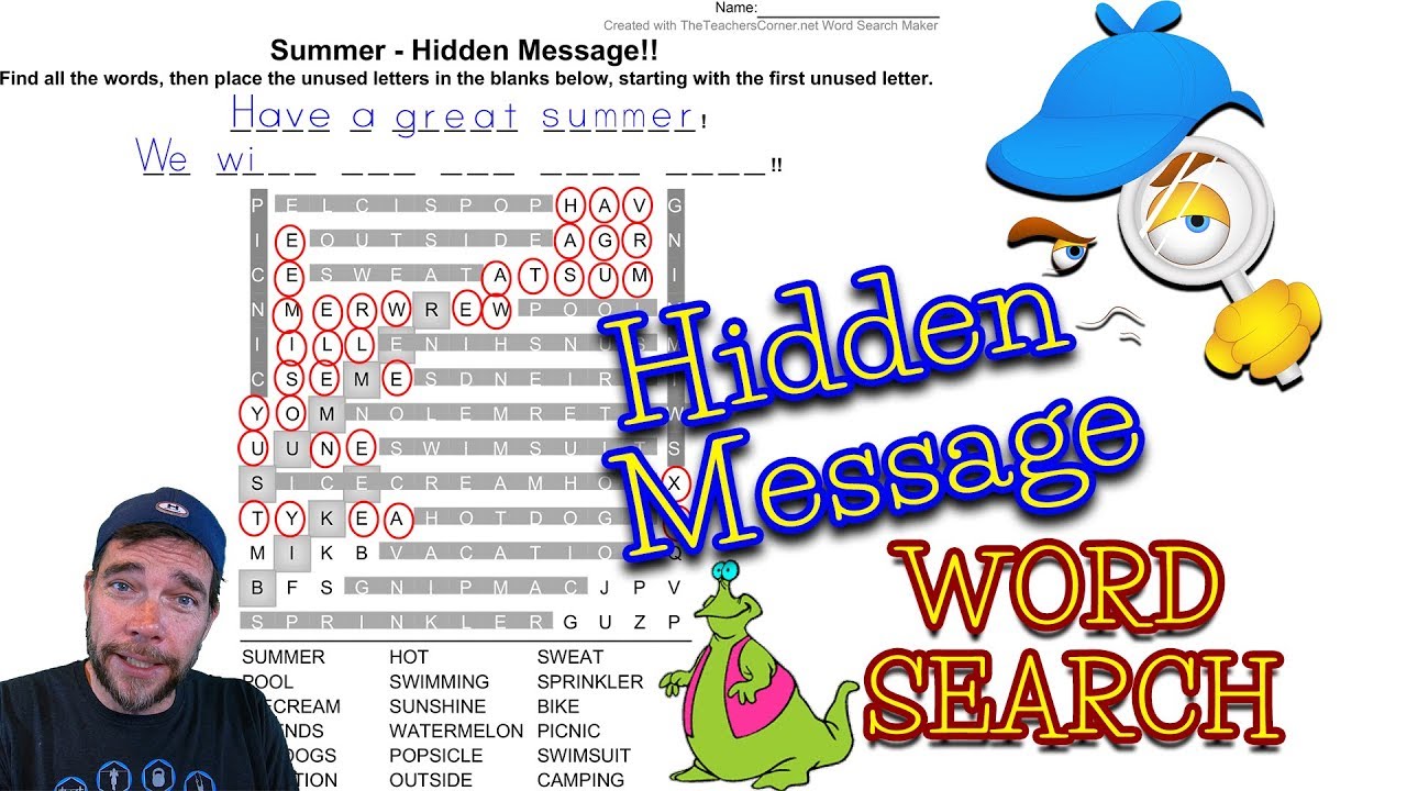 Hidden Message Word Search Maker (Secret Message) - Worksheets Library
