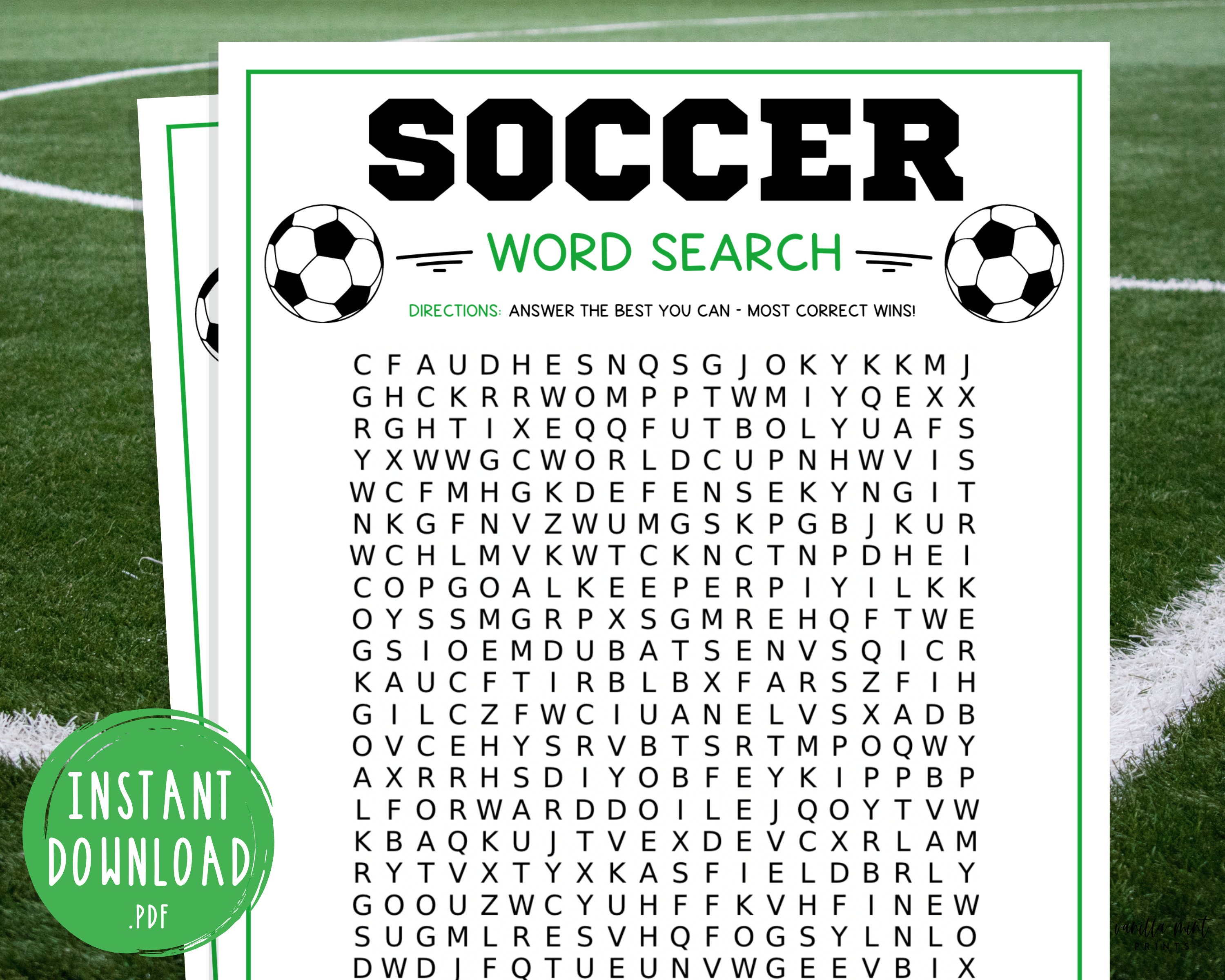 Soccer Word Search Game Printable Soccer Team Party Games Futbol Soccer Word Search Game Printable Soccer Team Party Games Futbol