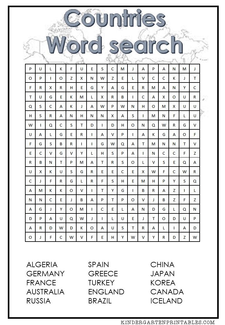 Countries Word Search Printable PDF - Worksheets Library