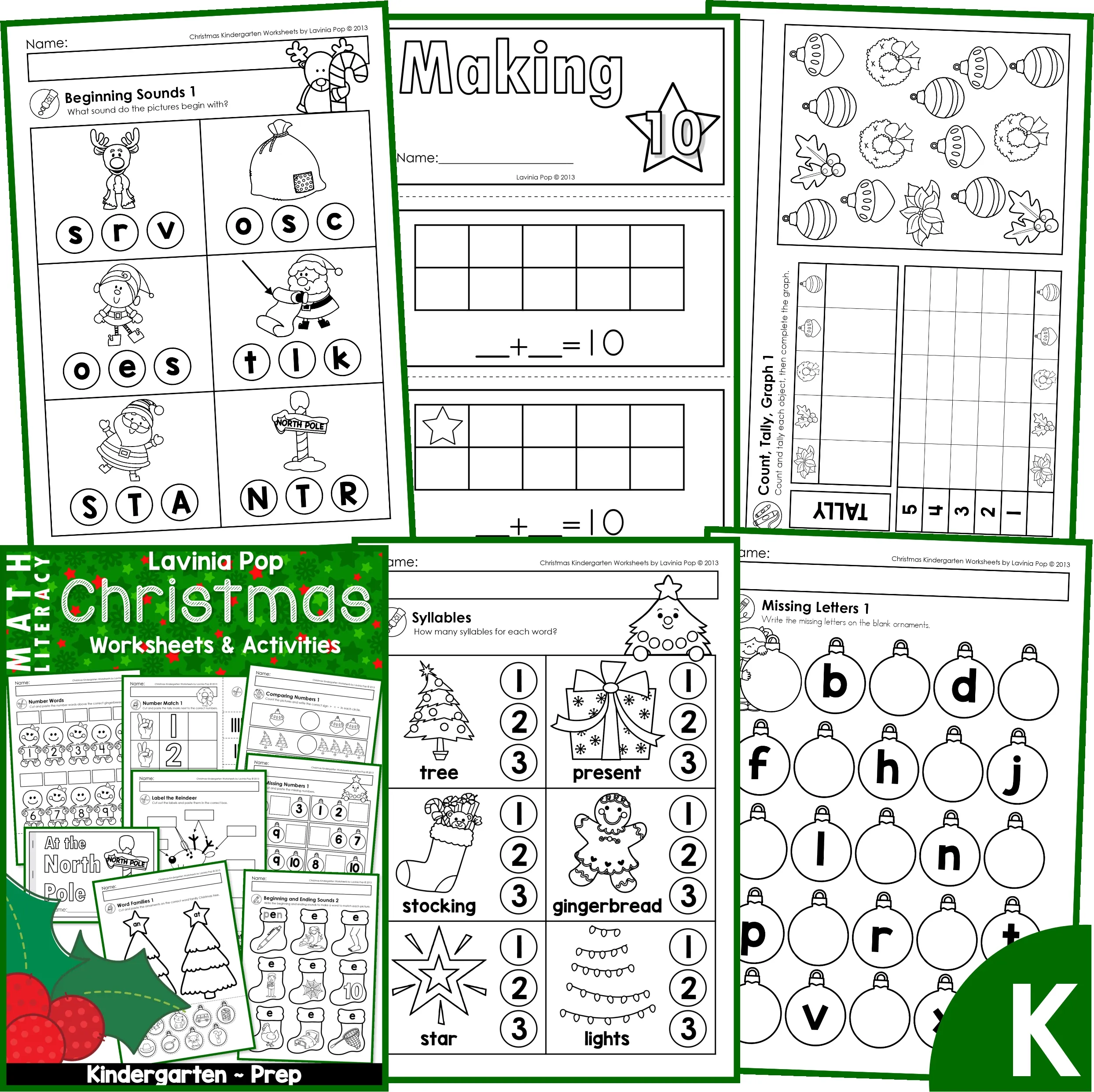 Christmas Kindergarten Worksheets and Activities No Prep - Worksheets ...