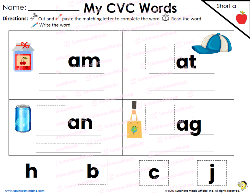 CVC Word Building Bundle Pack - Worksheets Library