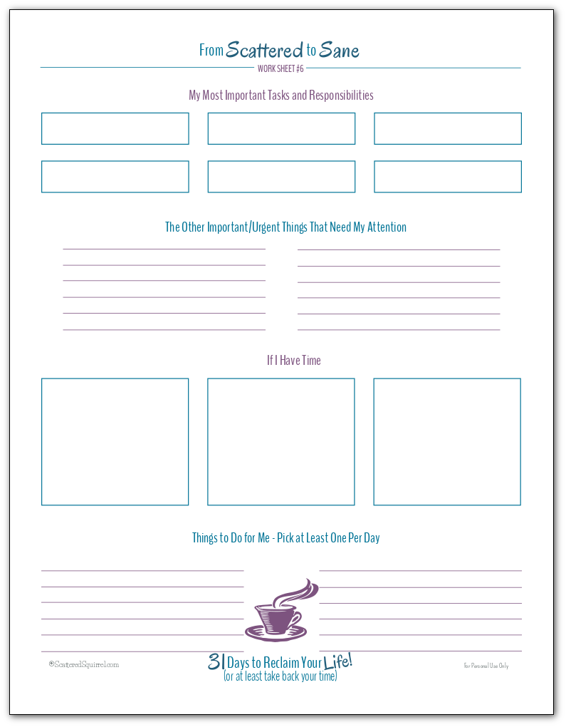 Setting Your Priorities - Make Time for Coffee - Worksheets Library