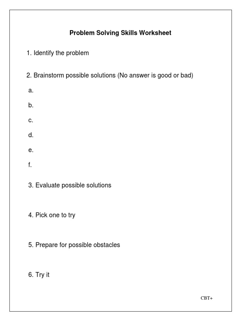 Problem Solving Worksheet | PDF - Worksheets Library
