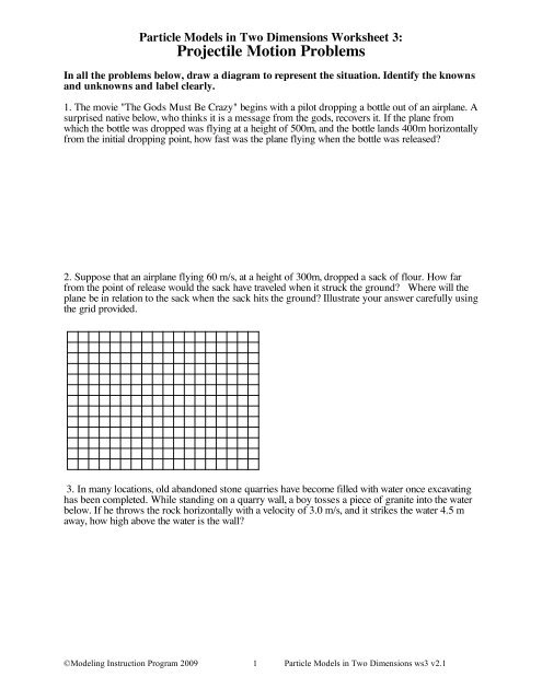 Projectile Motion Problems Worksheets Library