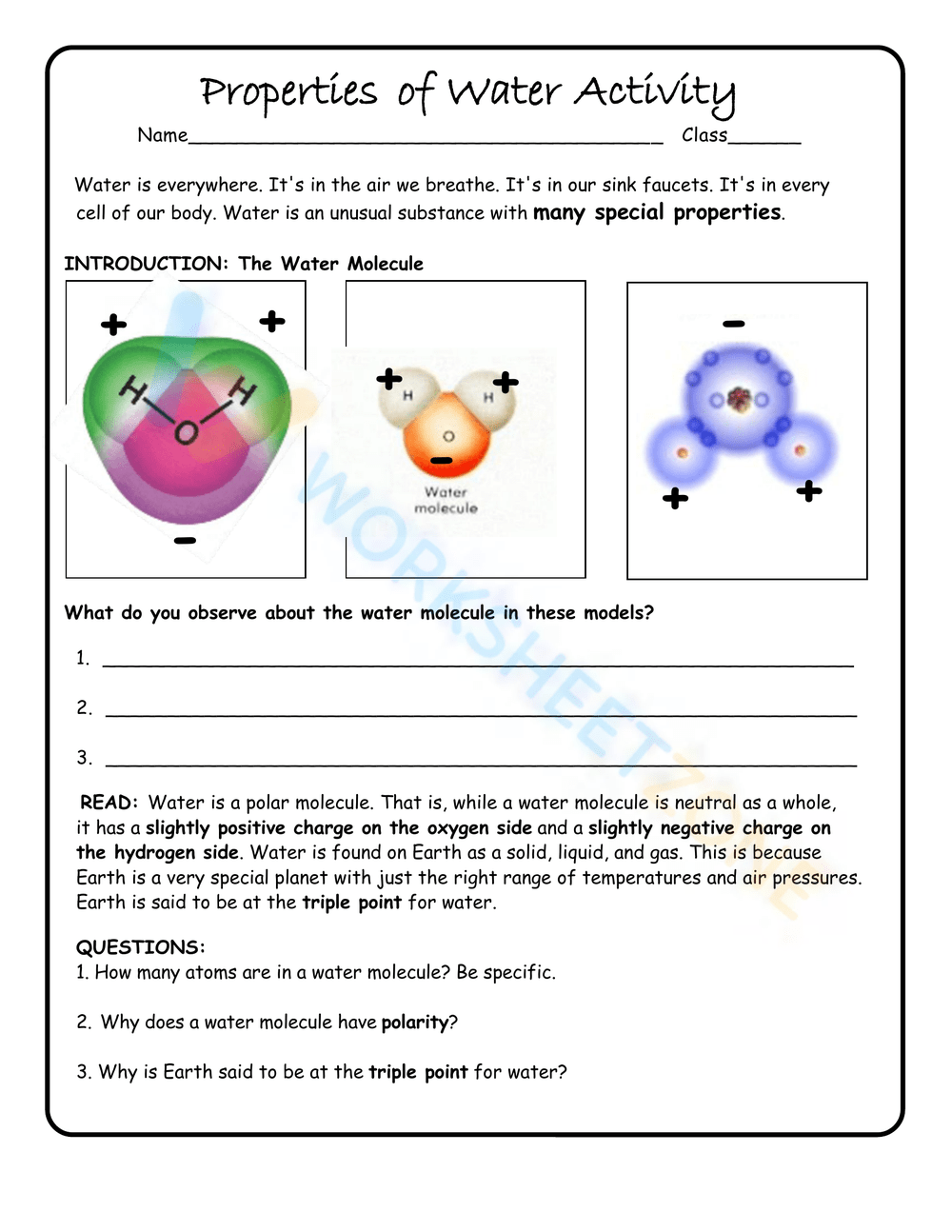 Properties Of Water Activity Worksheet Worksheets Library Properties Of Water Activity Worksheet Worksheets Library
