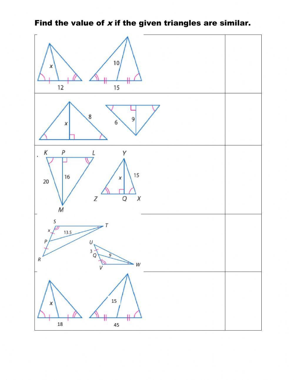 Using Proportions With Special Segments Of Similar Triangles