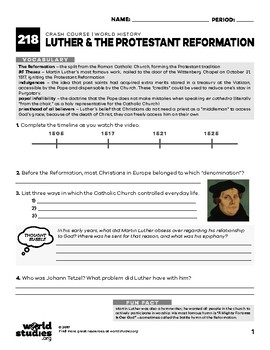 Crash Course World History 218: Luther and the Protestant Reformation ...