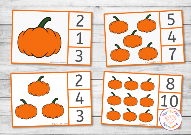 Pumpkin Count And Clip Cards (Printable Math Activity) - Nurtured ...