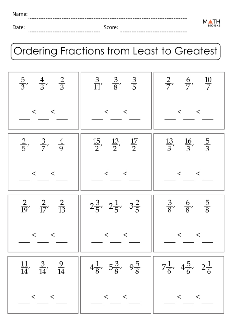 Ordering Fractions Worksheets Math Monks Worksheets Library Ordering Fractions Worksheets Math Monks Worksheets Library