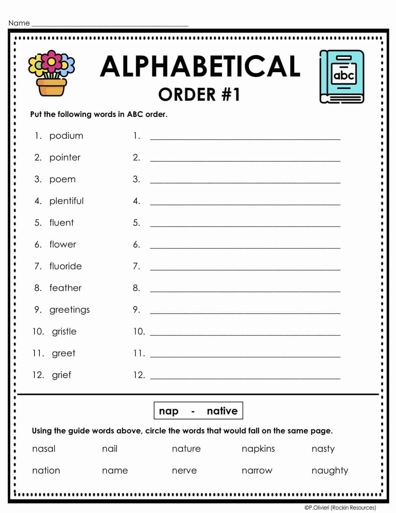 ABC Order Themed Word Lists Lisisepe gr Worksheets Library