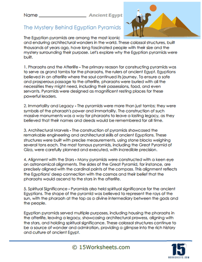 All About Ancient Egypt: Worksheets and Activities - Worksheets Library