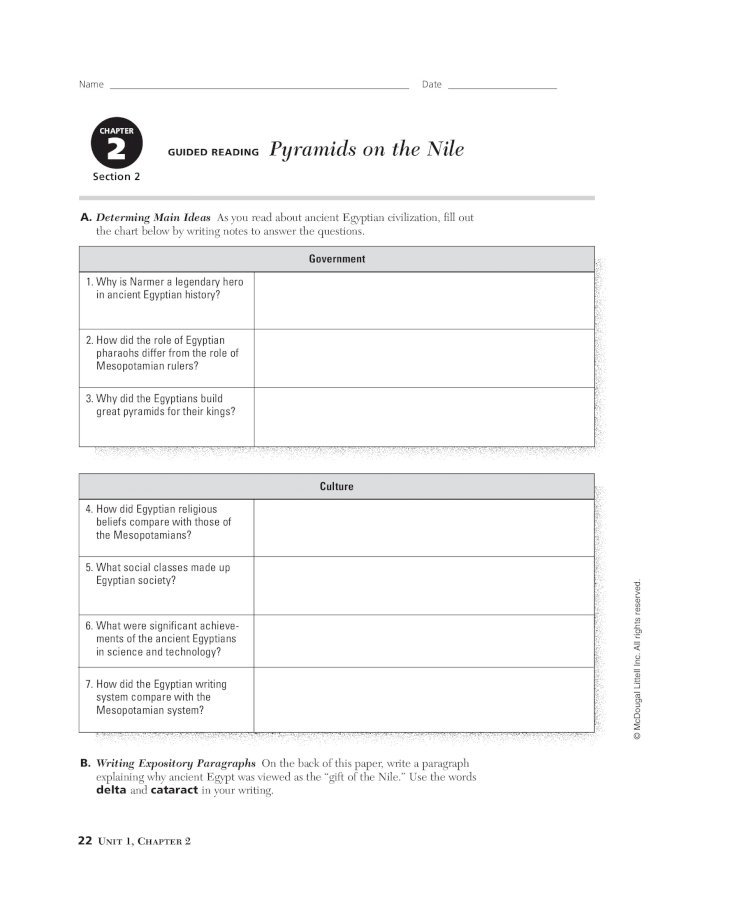 PDF) CHAPTER GUIDED READING Pyramids on the Nile - Mr ... - Worksheets ...