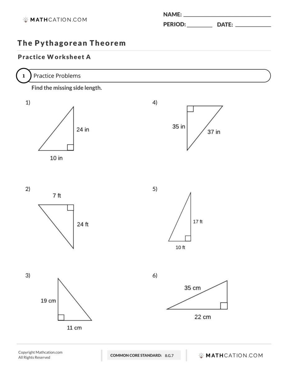 Pythagorean Theorem Worksheet, Formula, And Examples - Worksheets Library