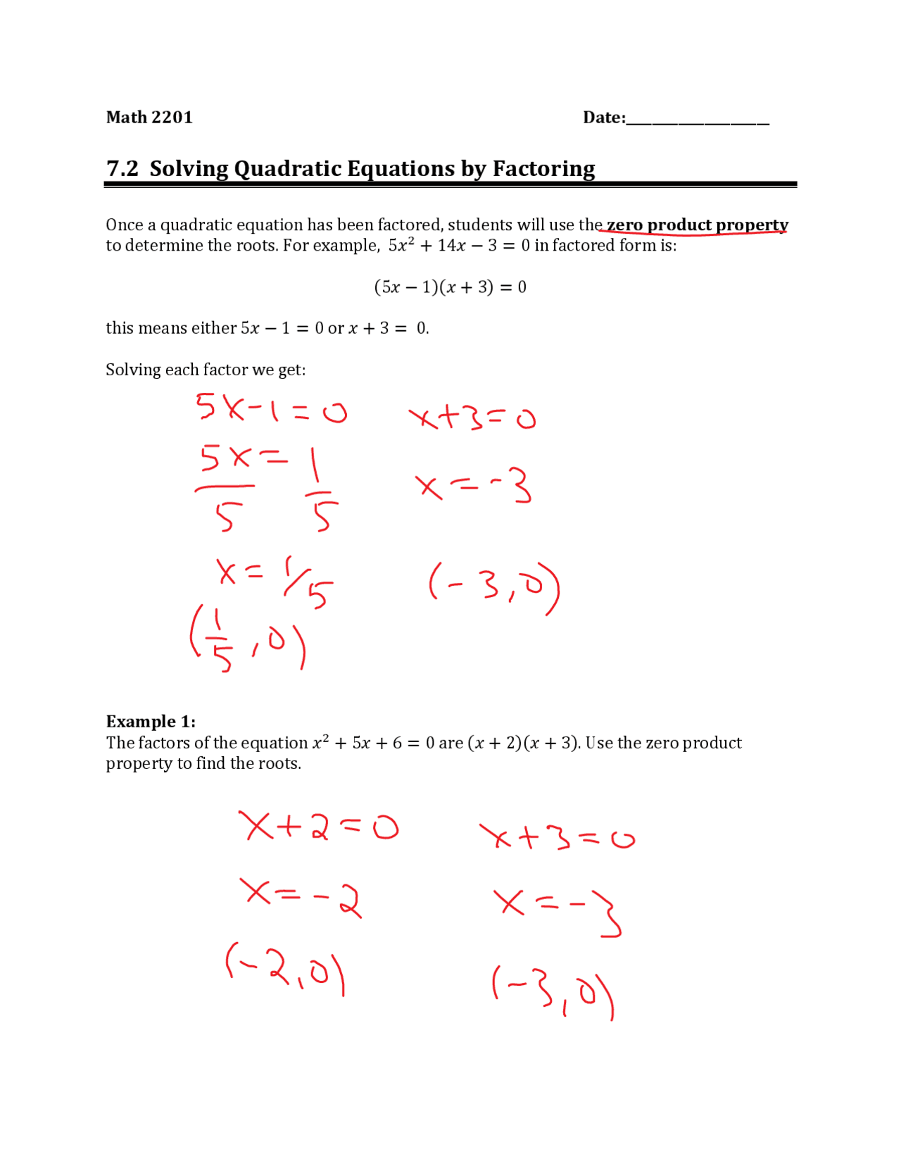 Solving Quadratic Equations By Factoring Activity Printable Worksheets Library
