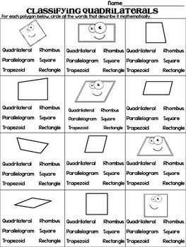 Classifying Quadrilaterals: Quadrilateral Quest Game and Practice ... - Worksheets Library
