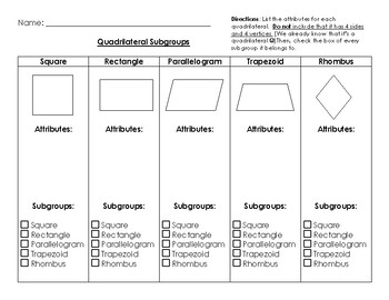 Quadrilateral Sort Worksheet - Worksheets Library