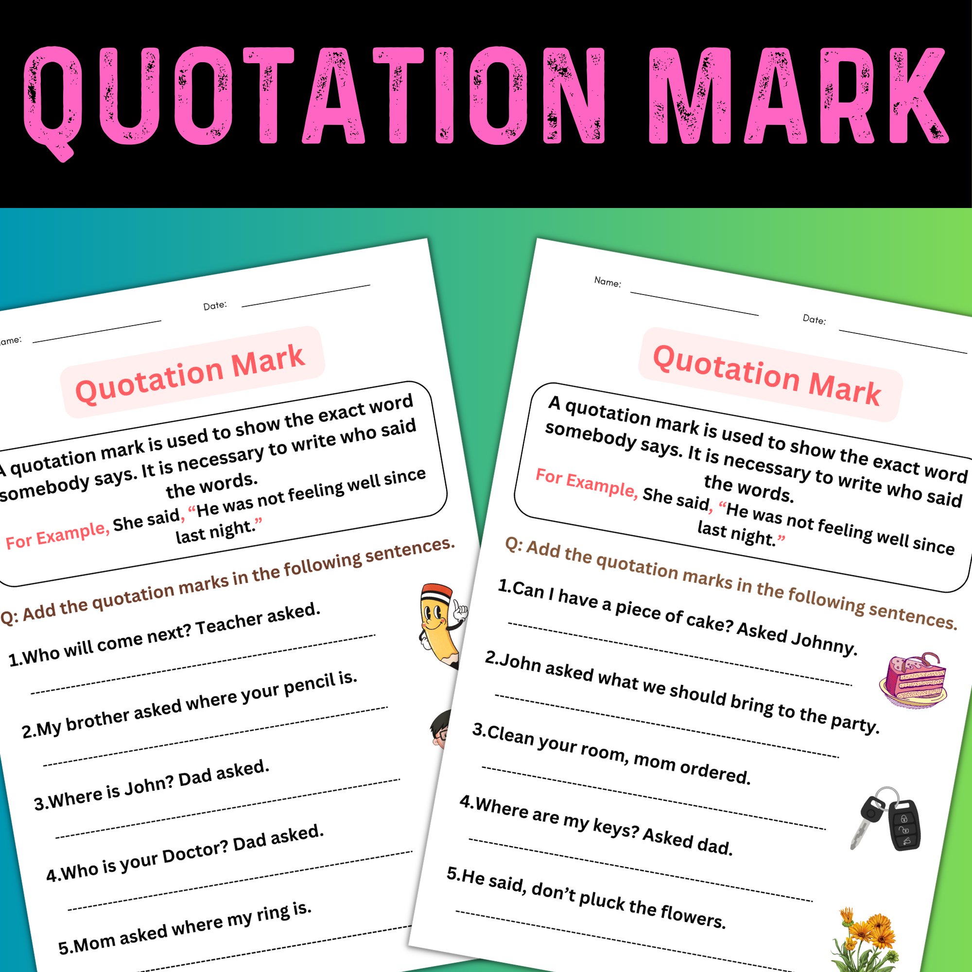 Grammer Quotation Marks Worksheets With Answers For Grade 1 2 3 Grammer Quotation Marks Worksheets With Answers For Grade 1 2 3